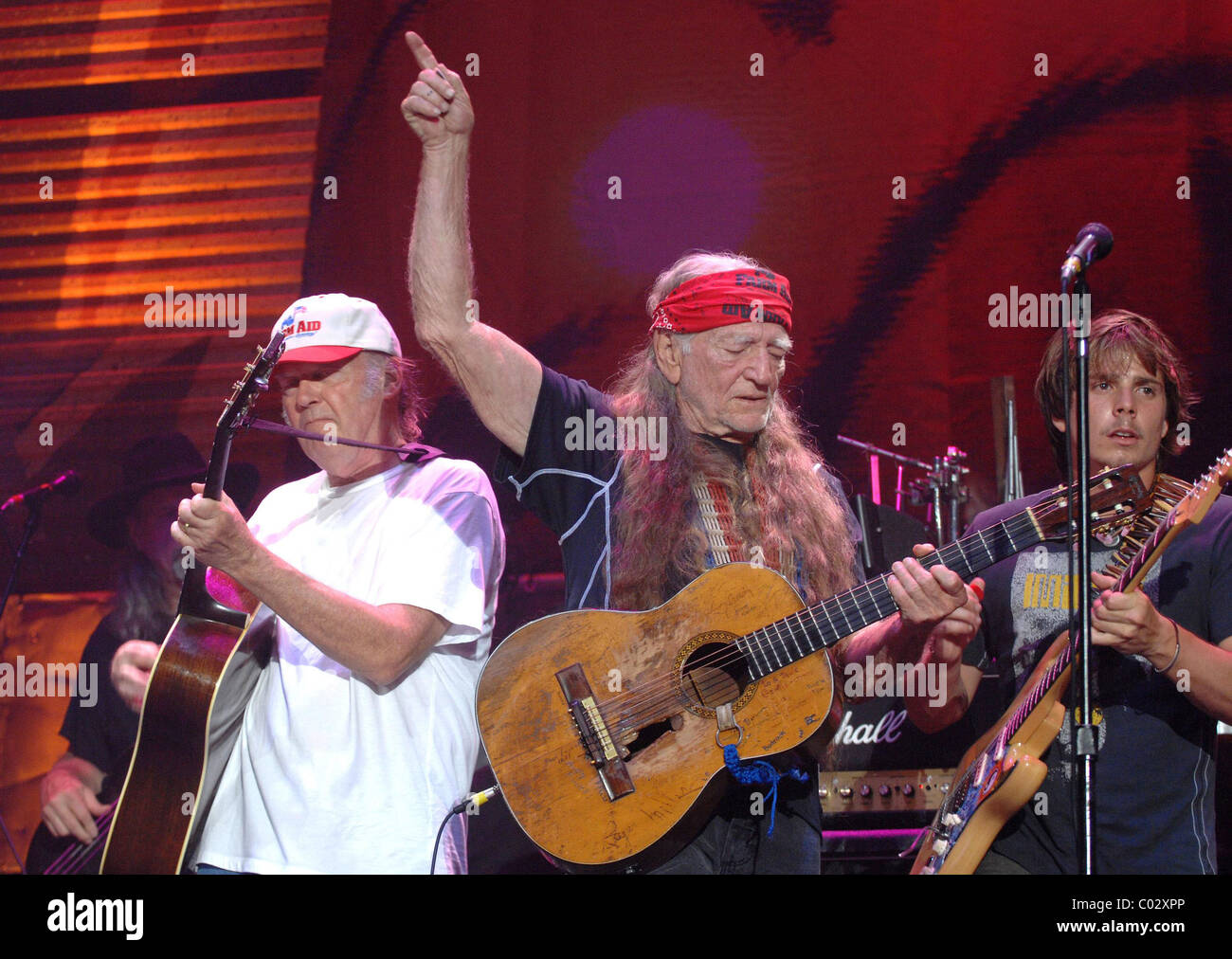 Neil Young and Willie Nelson performing at 'Farm Aid' on Randall's ...
