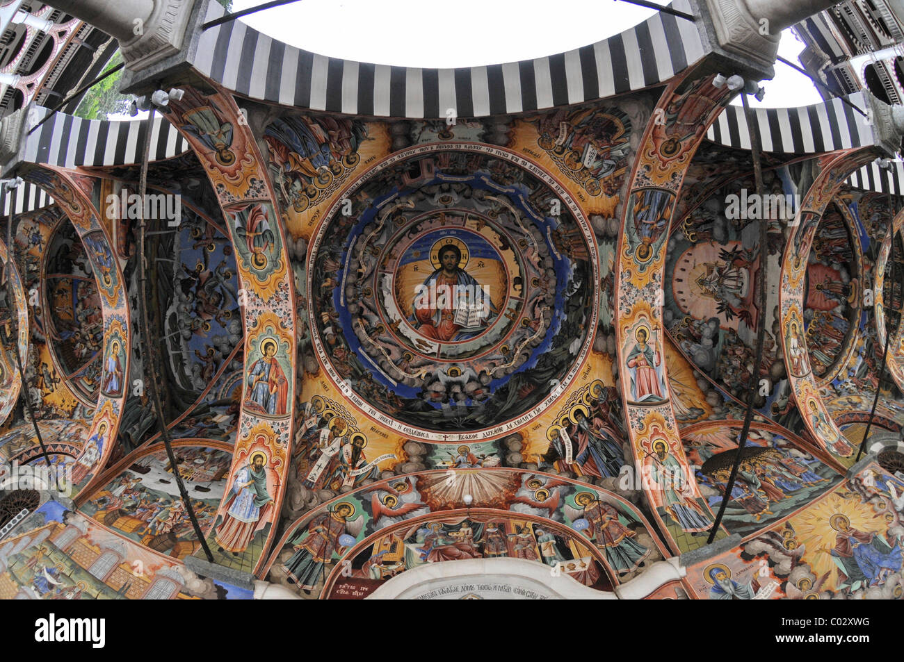 Ceiling painting, fisheye, monastery church Sweta Bogorodiza, Orthodox ...