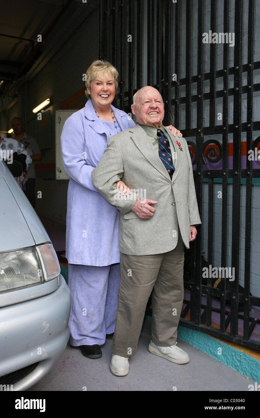Mickey Rooney and his wife Jan Chamberlain leave the ITV studios after ...