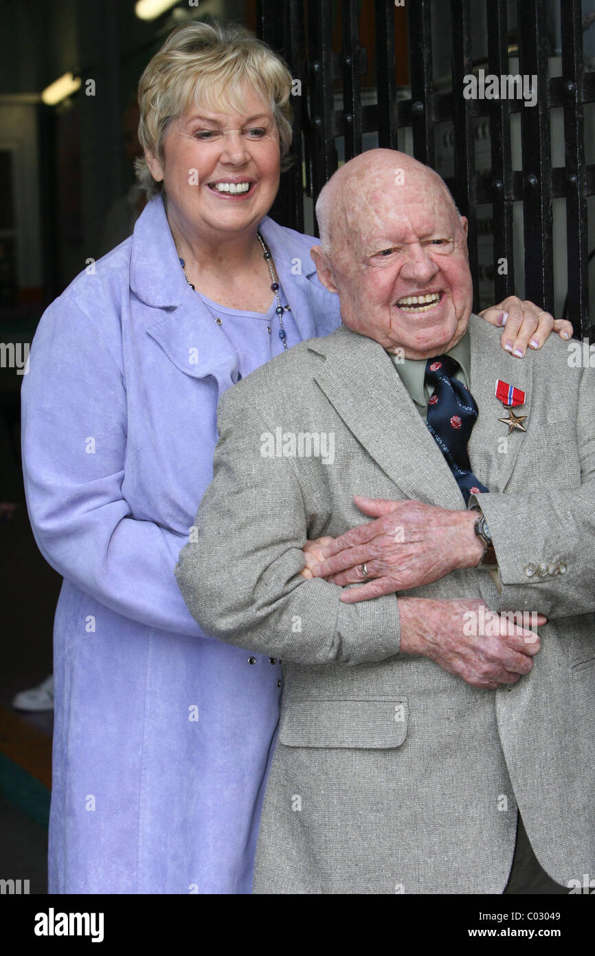 Mickey Rooney and his wife Jan Chamberlain leave the ITV studios after ...