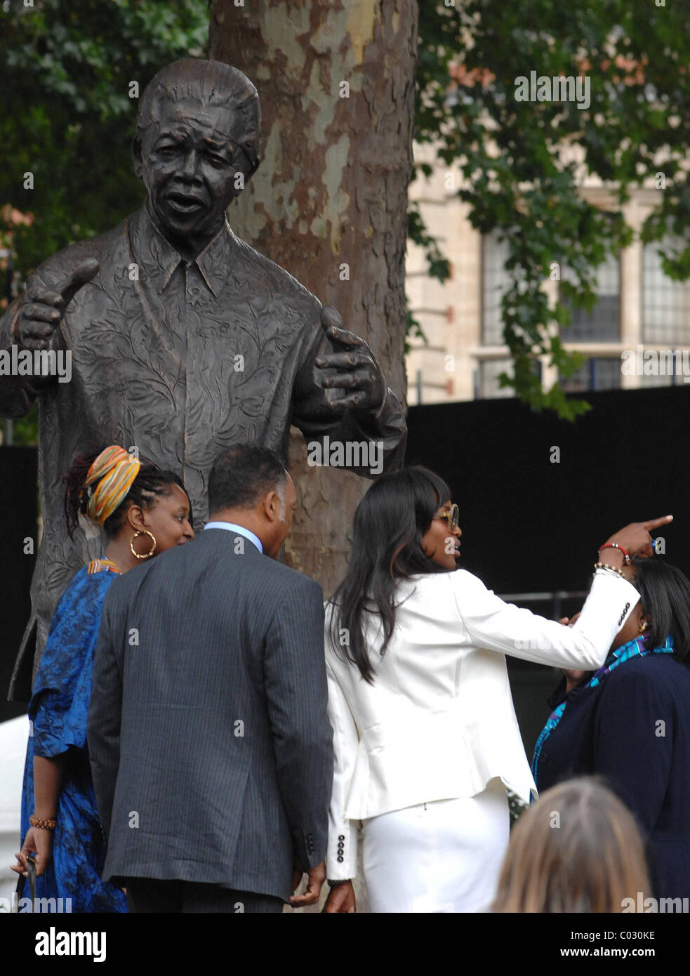 Jesse Jackson and Naomi Cambell Unveiling of Nelson Mandela's statue in Parliament Square London ...