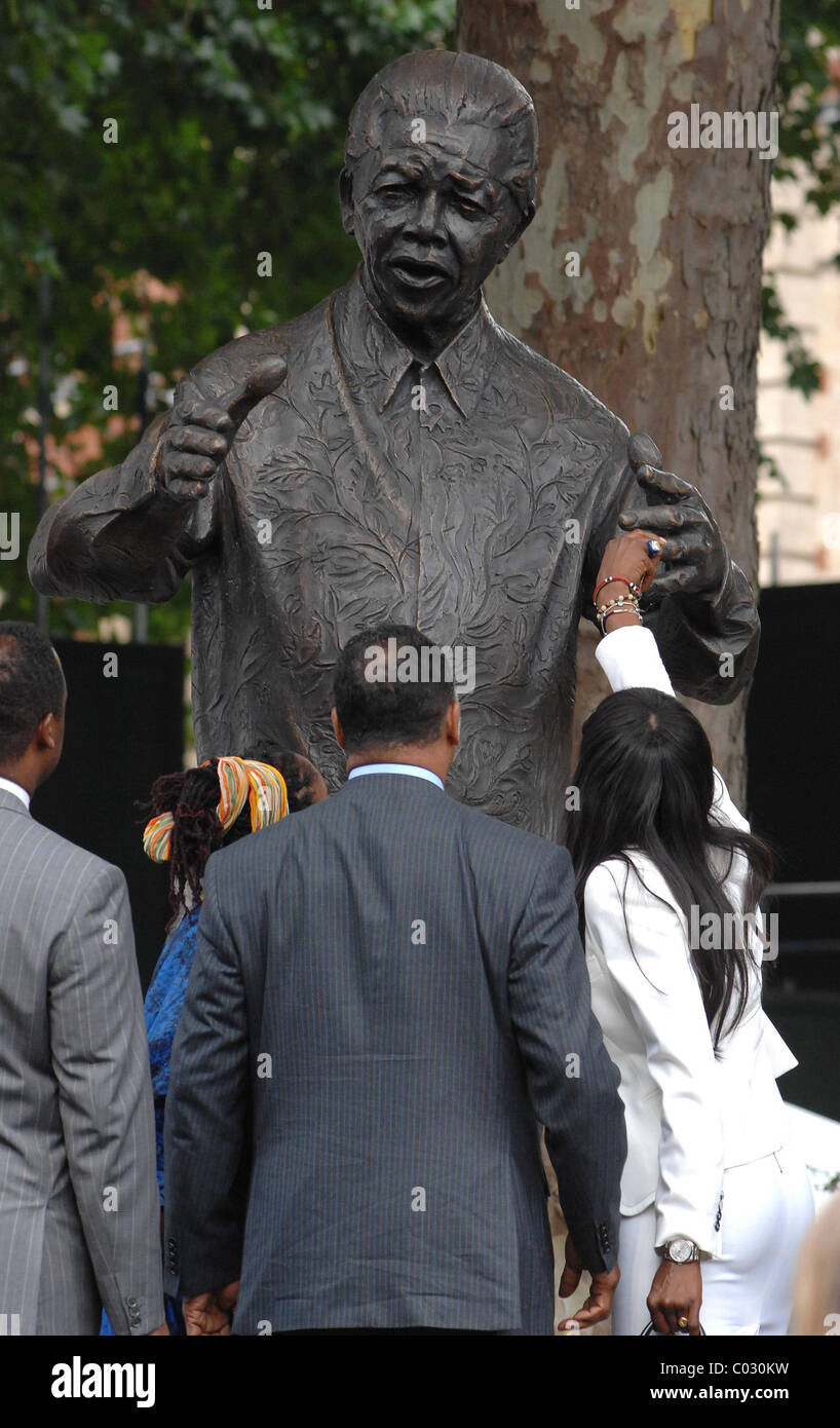 Jesse Jackson and Naomi Cambell Unveiling of Nelson Mandela's statue in Parliament Square London ...