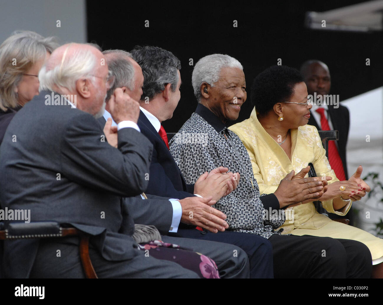 Nelson Mandela, Gordon Brown and Graca Machel Unveiling of Nelson ...
