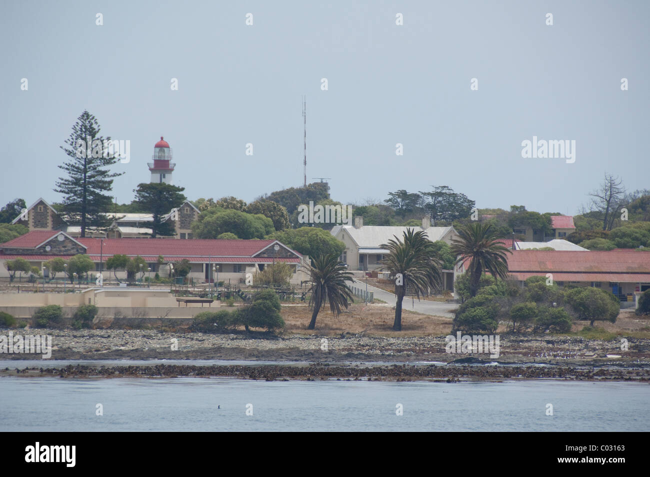 South Africa, Cape Town, Robben Island. Coastal view of Robben Island ...