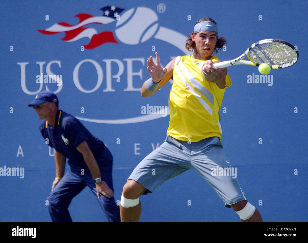 Rafael Nadal competing in day three of The US Open 2007 at Arthur Ashe ...