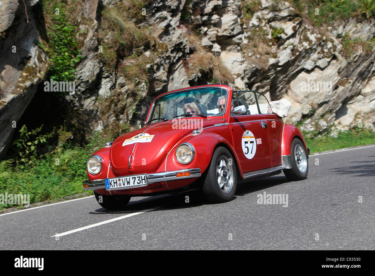 Vintage car rally ADAC Mittelrhein-Classic 2010, VW Beetle 1300 ...