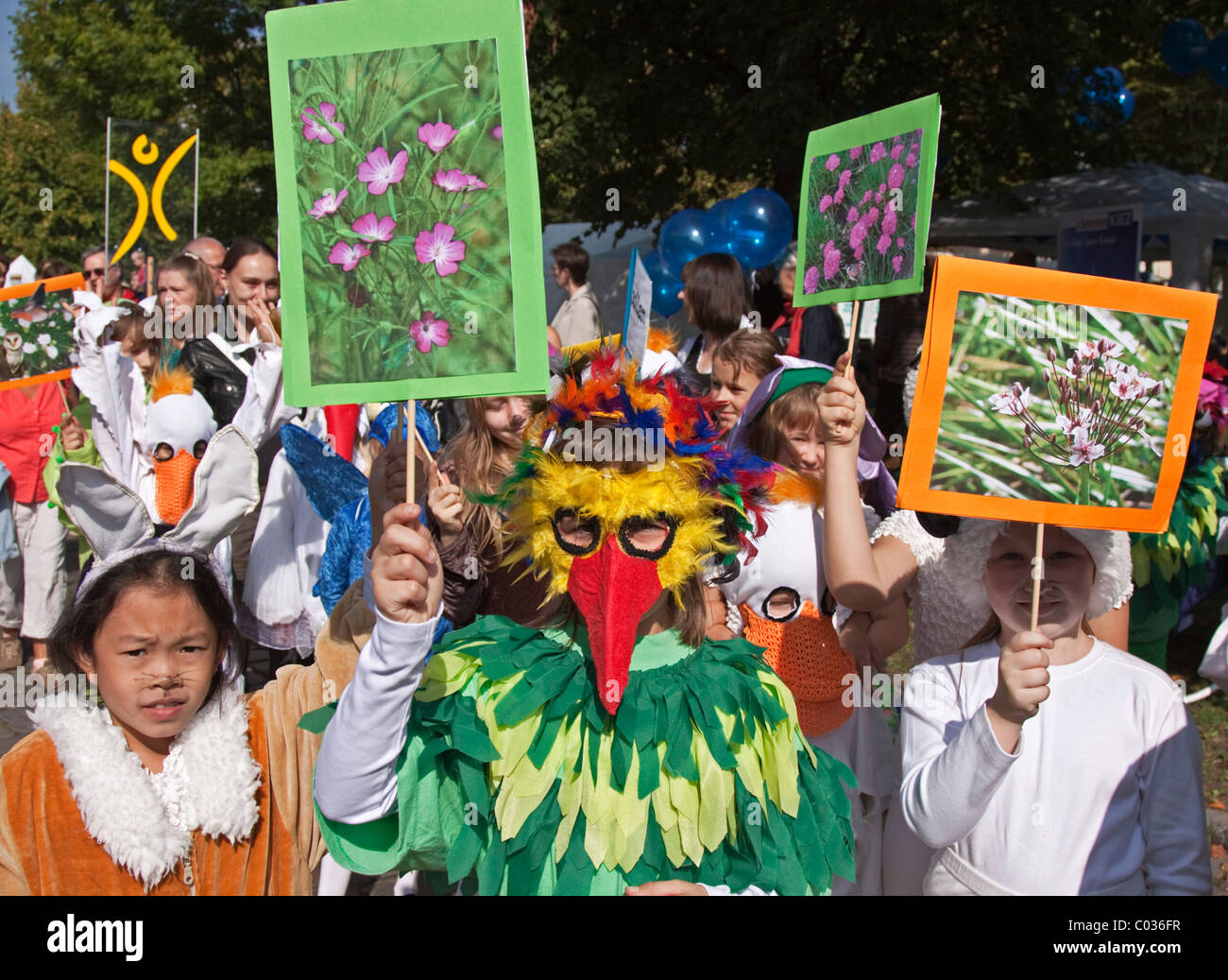 Costumed children in a procession, harvest festival, Harvest ...