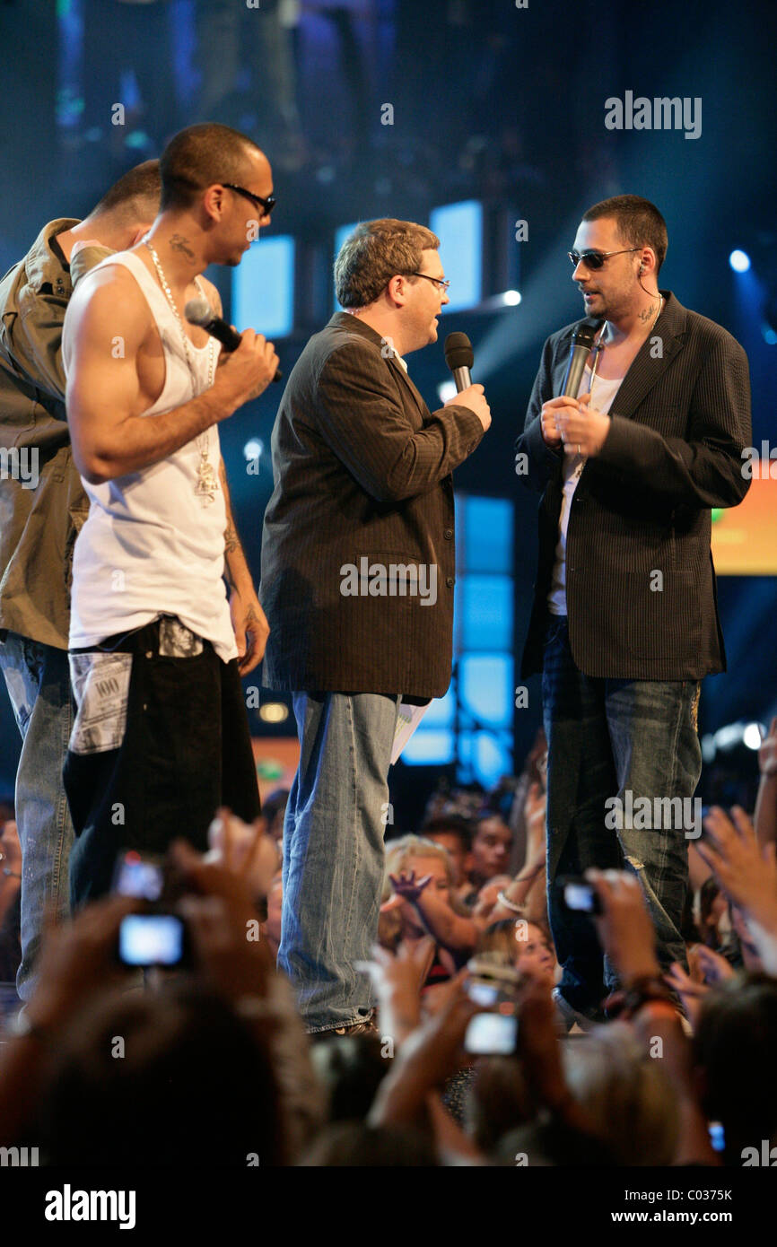 Elton, Sido (right) The Dome 43 show at Color Line Arena Hamburg ...