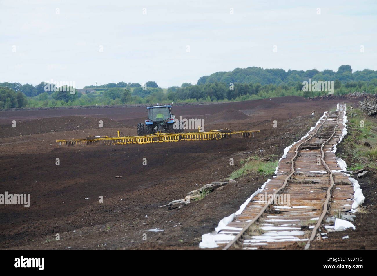 Peat machine used for the drying of black peat in preparation for the ...