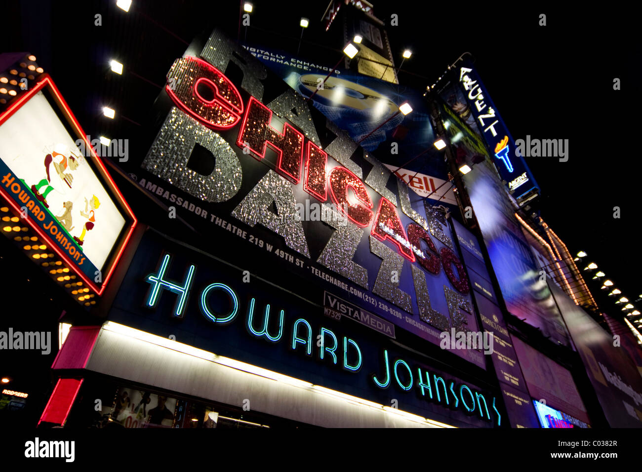 Illuminated signs in Times square Stock Photo - Alamy