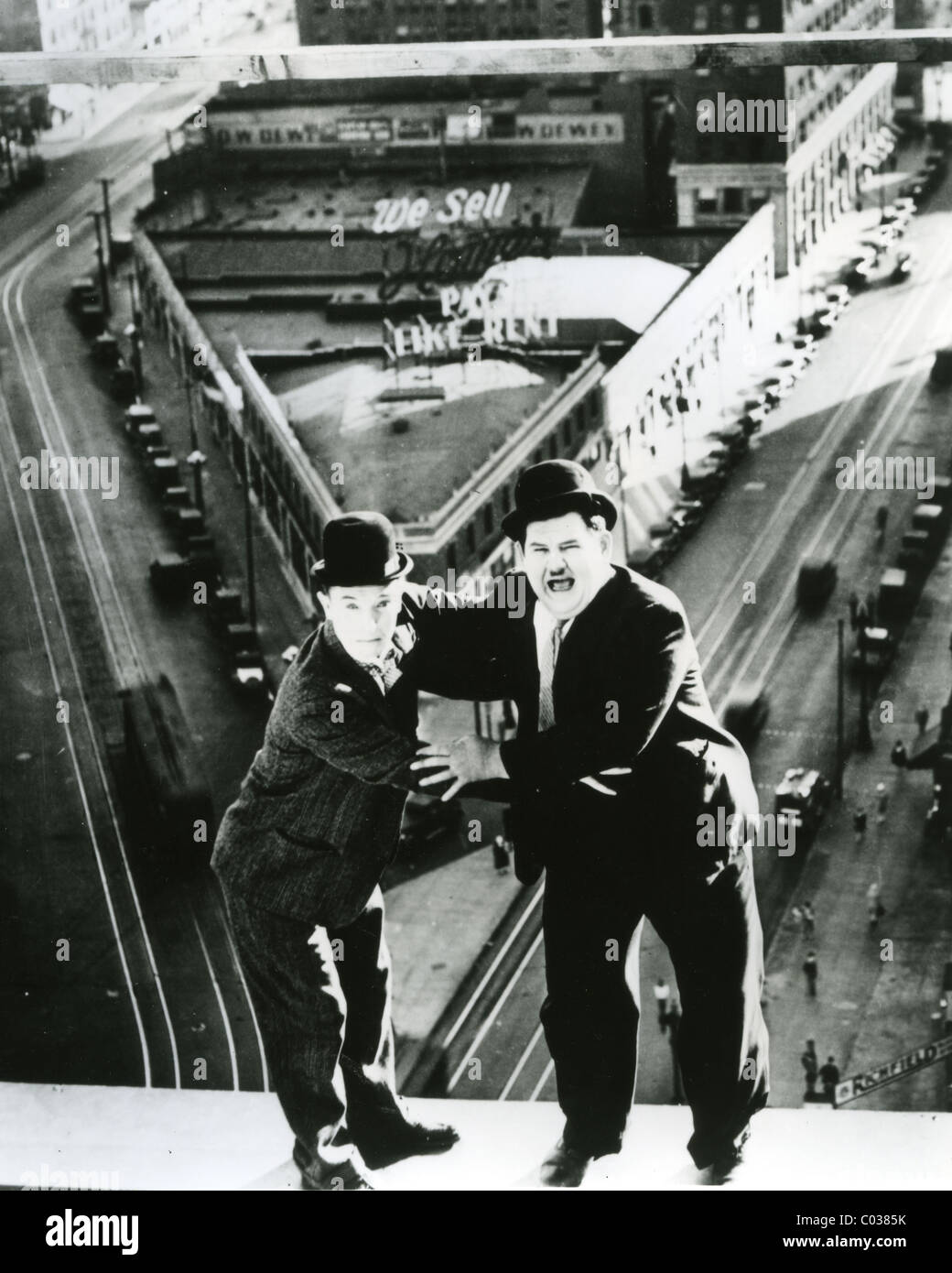 LIBERTY 1929 Hal Roach/MGM film with Stan Laurel at left and Oliver ...