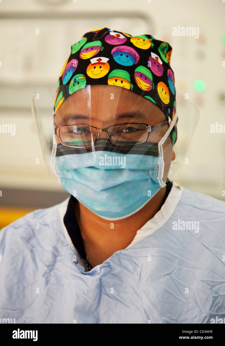 Female assistant nurse in an operating theatre of a hospital Stock ...