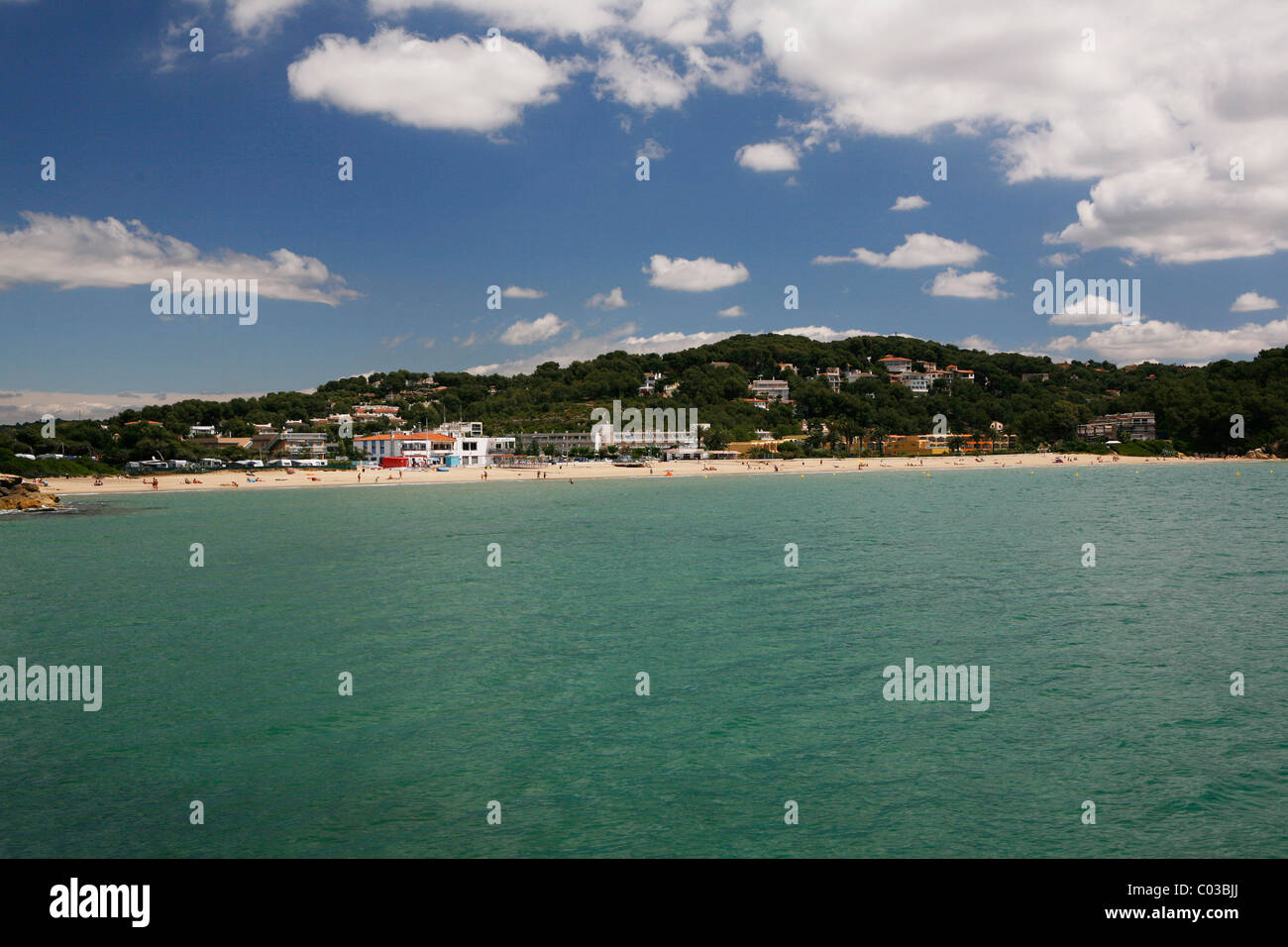 Mediterranean coast in Tarragona, beach of La Mora, Spain, Europe Stock ...