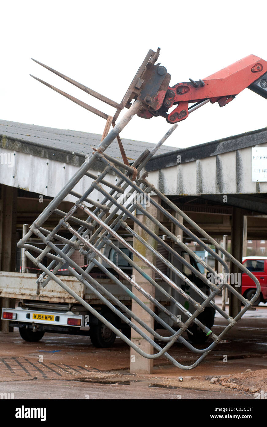 Taunton Livesock Market after it has been closed, the empty cattle pens ...