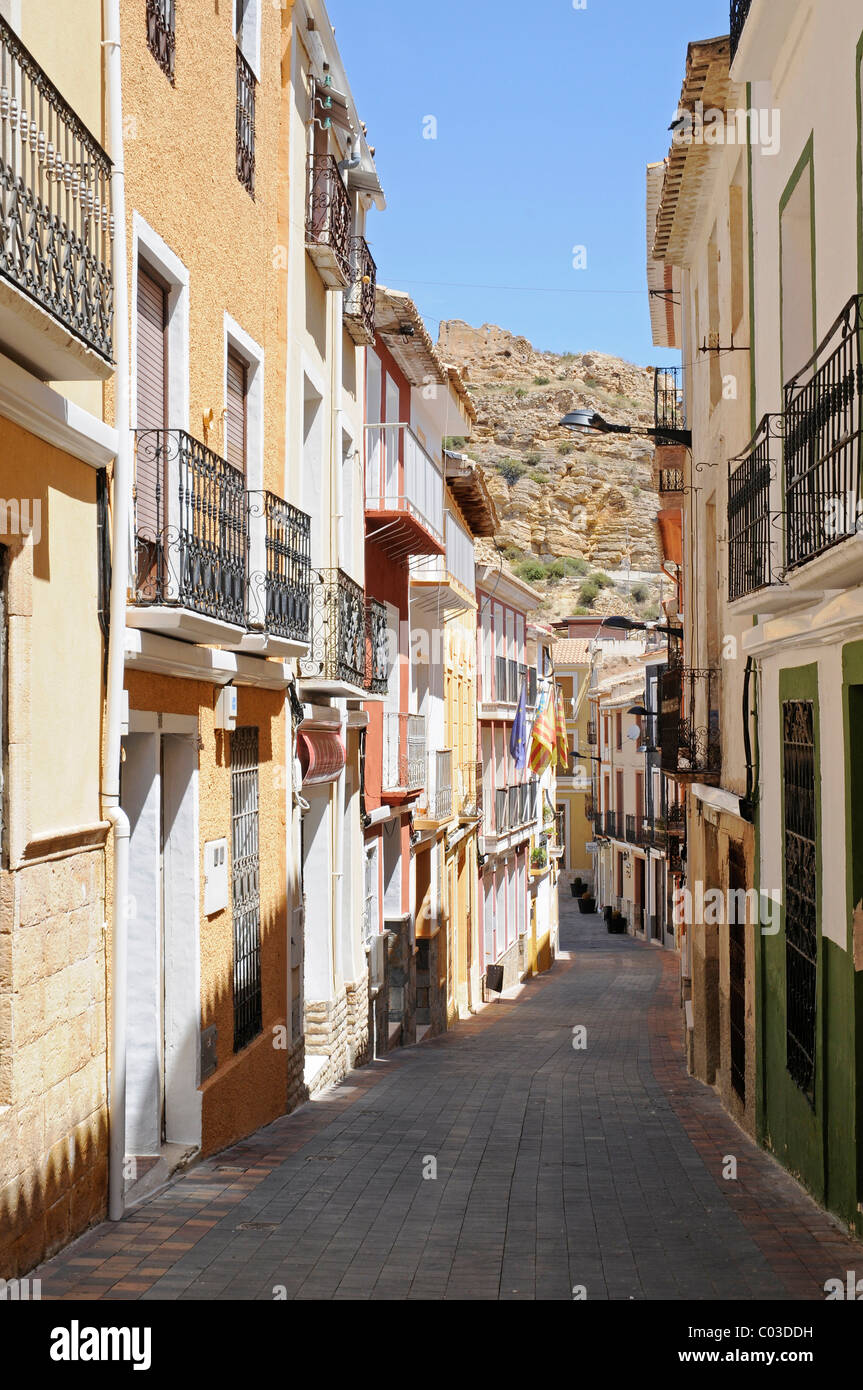Small alleyway, historic town centre, Busot Aiguees, La Vila Joiosa ...