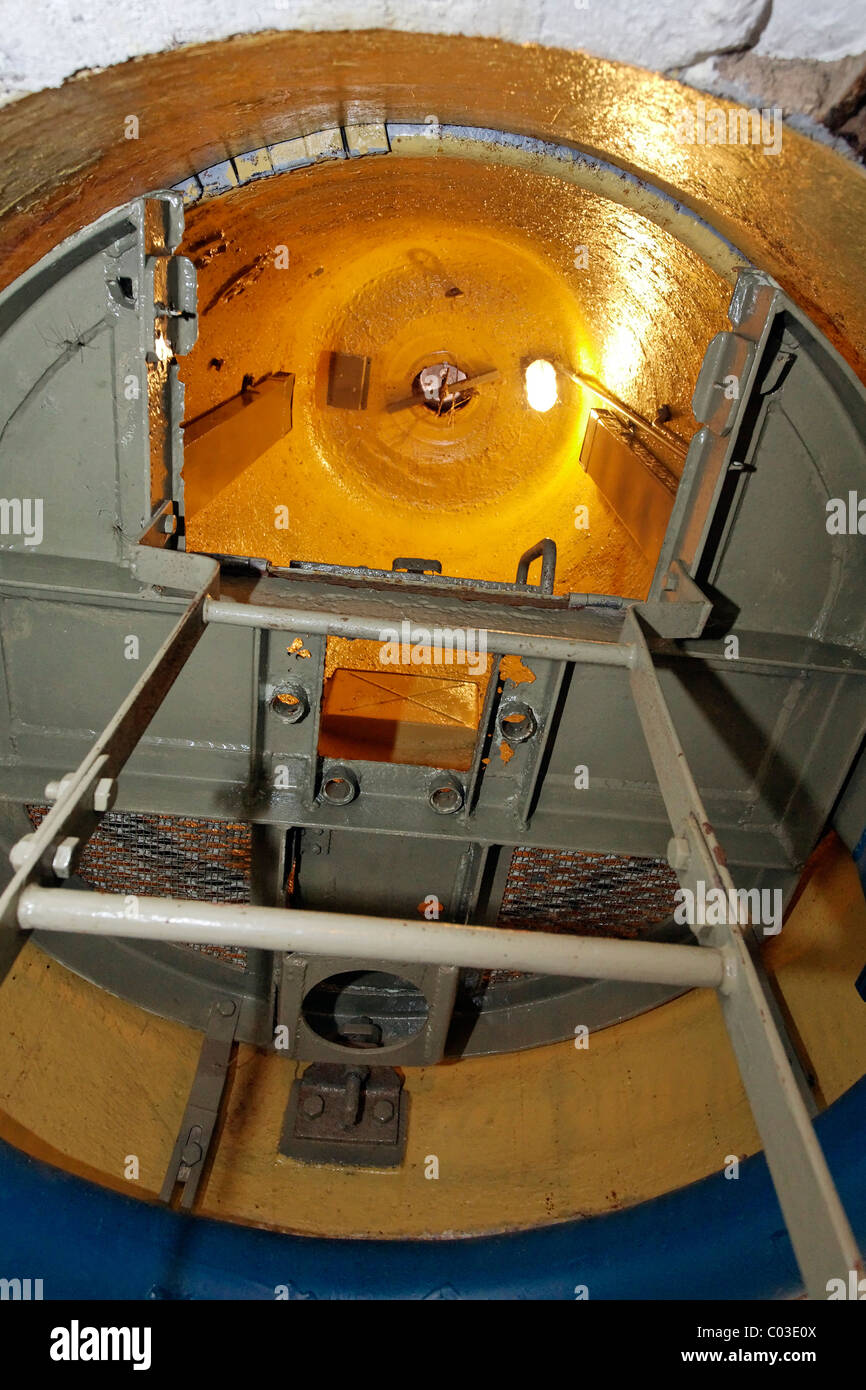 Looking into the steel dome of a observation bunker from the second ...