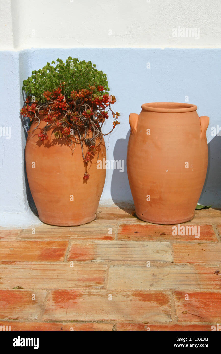 two Portuguese terracotta pots Stock Photo - Alamy