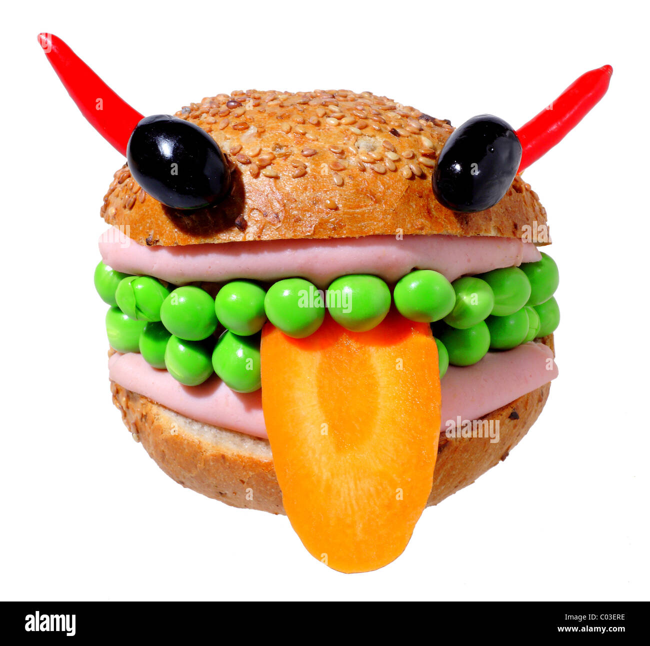 funny sandwich isolated in white Stock Photo - Alamy