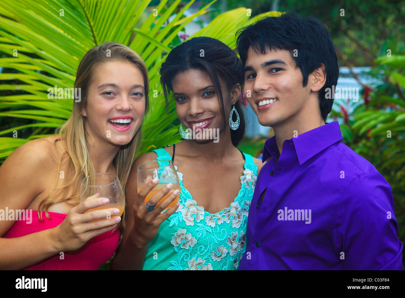 Three friends barbecue party in hi-res stock photography and images - Alamy