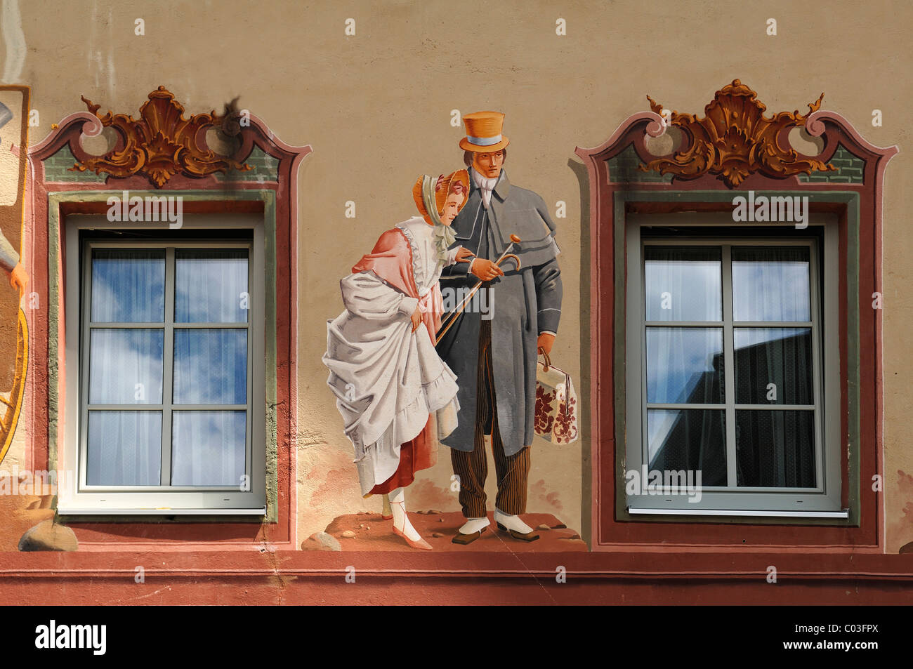 Lueftlmalerei traditional mural of travelers, 1979, by Sebastian and ...