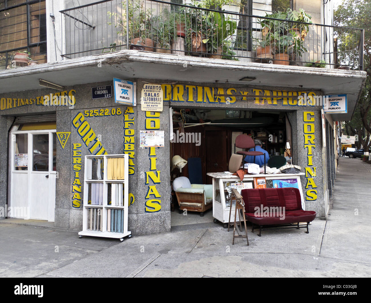 charming funky street corner upholsterer's shop upholsterer with dated ...