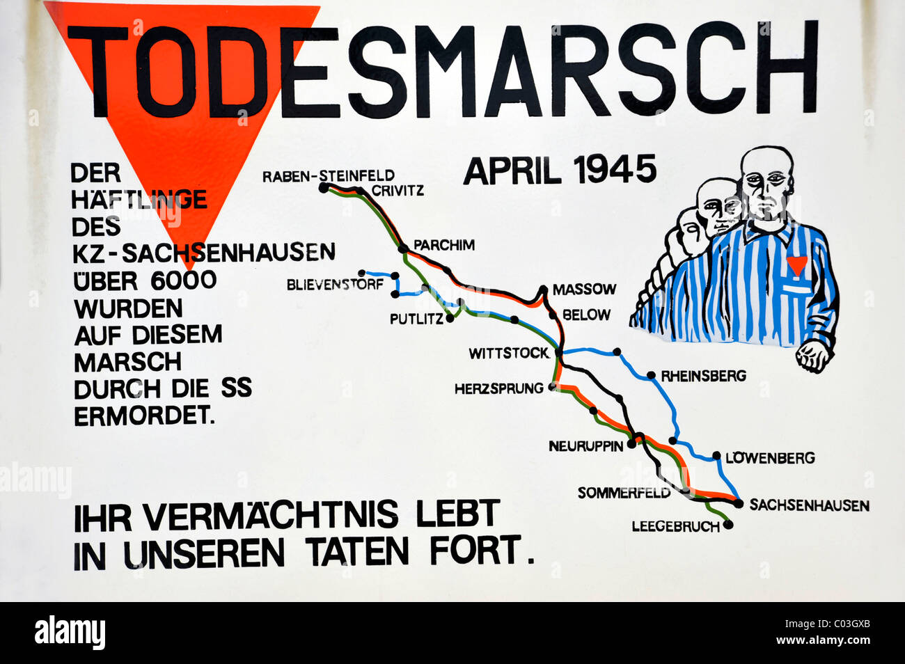 Panel about the death march of prisoners, Memorial, Sachsenhausen ...