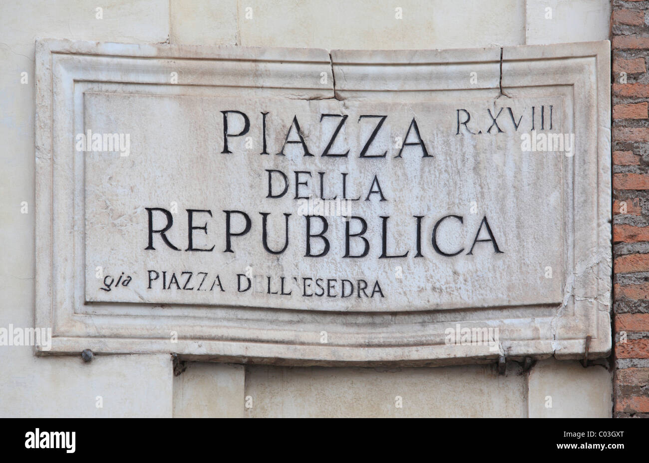 Street sign, Piazza della Repubblica, Rome, Italy, Europe Stock Photo ...