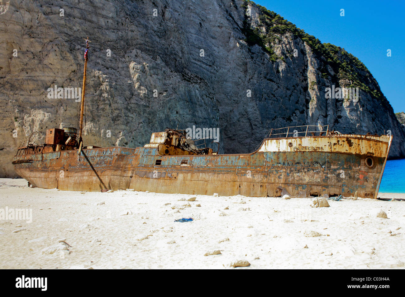 Beach of Navagio, or Shipwreck Beach, a smugglers' cove in Zakynthos ...