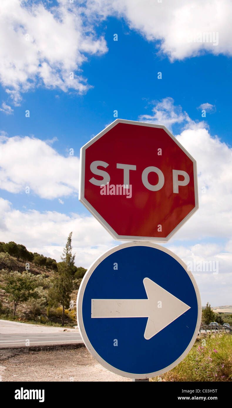 Traffic signs blue sky hi-res stock photography and images - Alamy