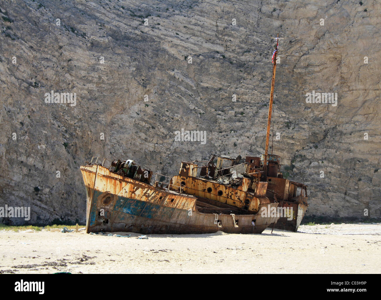 Beach of Navagio, or Shipwreck Beach, a smugglers' cove in Zakynthos ...