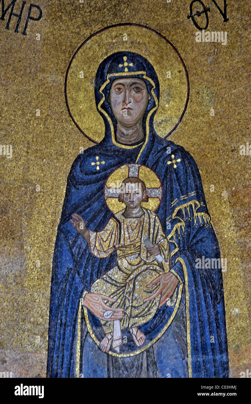 Frescoes of the Virgin Mary in the apse, Church of the Virgin, Gelati ...