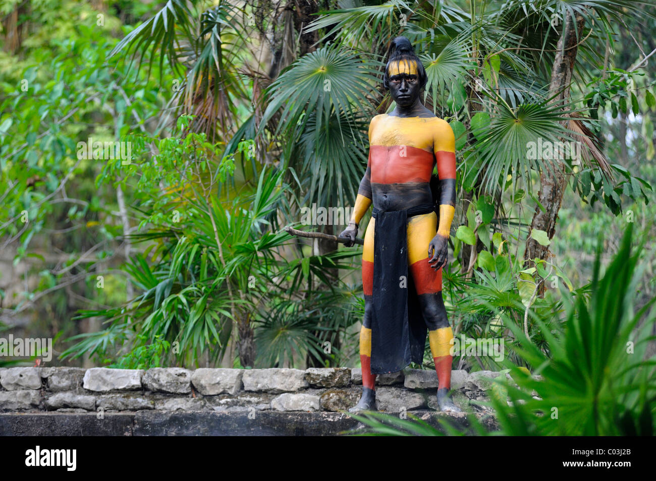 Mayan shaman, ritual, ceremony, Xcaret, Yucatan, Mexico, North America ...