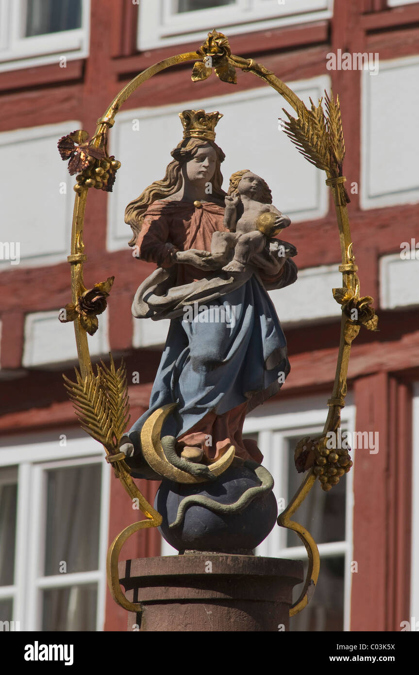 Marie Fountain, Kirschgarten square, historic town centre, Mainz ...