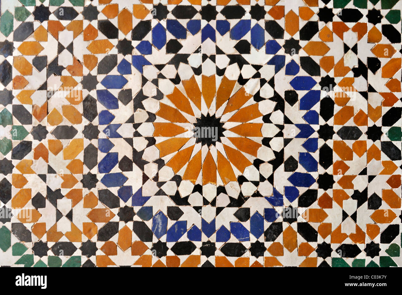 Zellige, Zillij, Zellij, terra cotta tilework, wall decoration in the ...