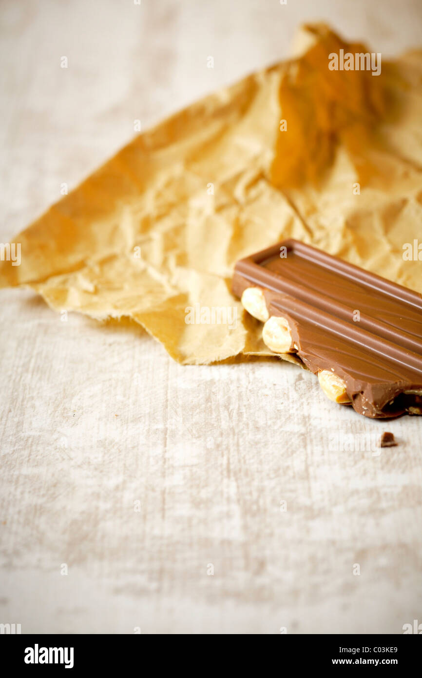 Chocolate on paper Stock Photo - Alamy
