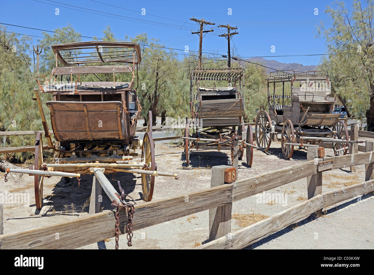 Historic carriages from 1880, Borax Museum, Furnace Creek Museum, Death ...