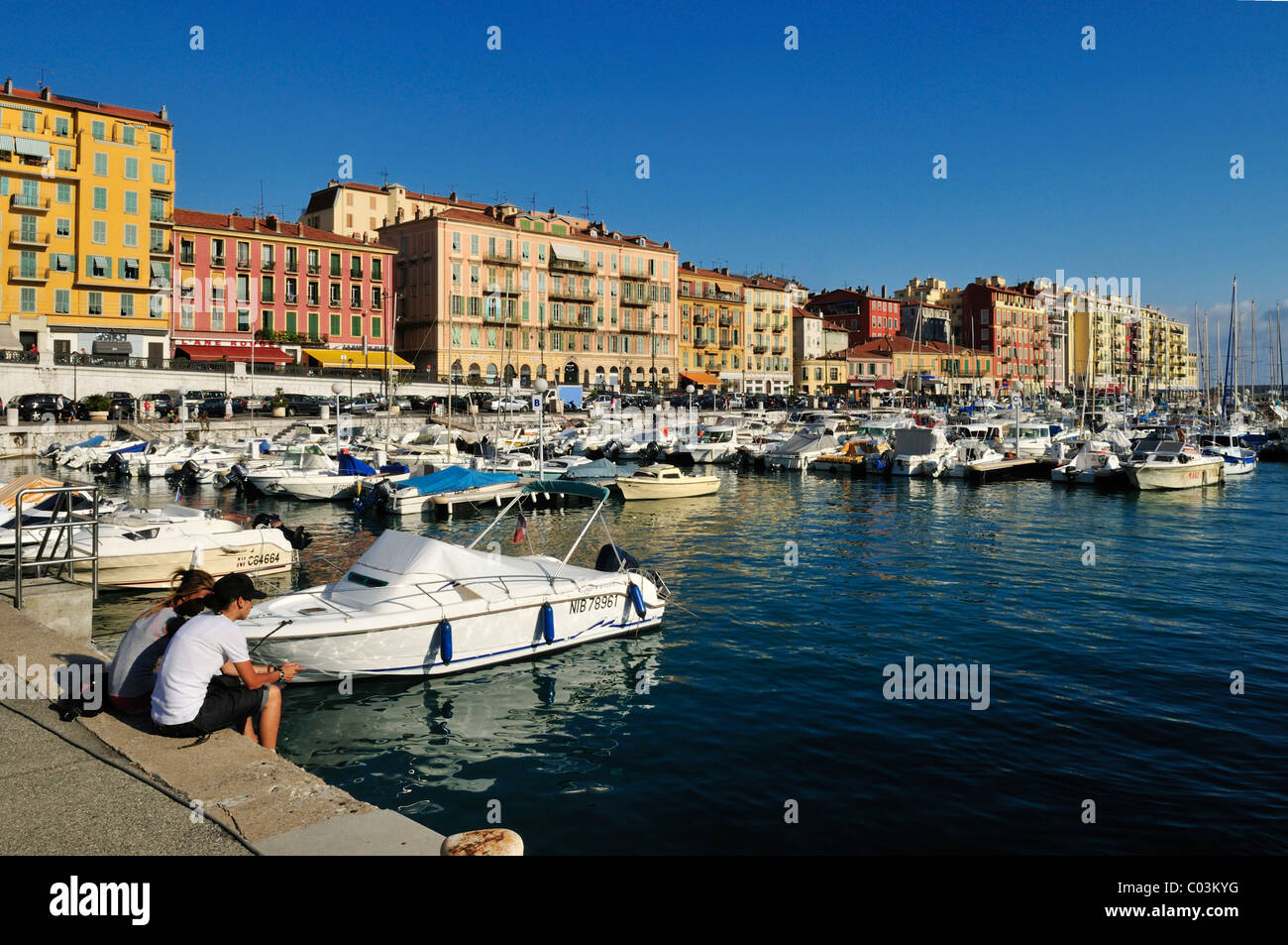 Boats in the harbour of Nice, Department Alpes-Maritimes, Region ...