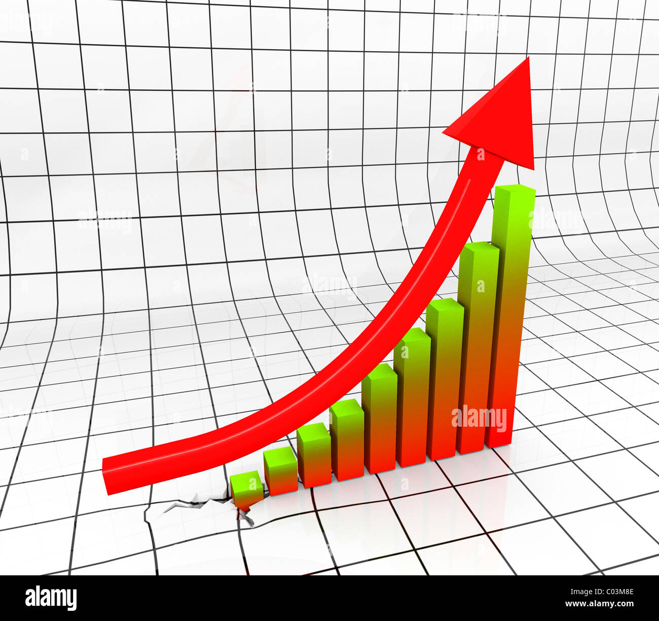 Chart with Arrow in 3D uprising Stock Photo - Alamy