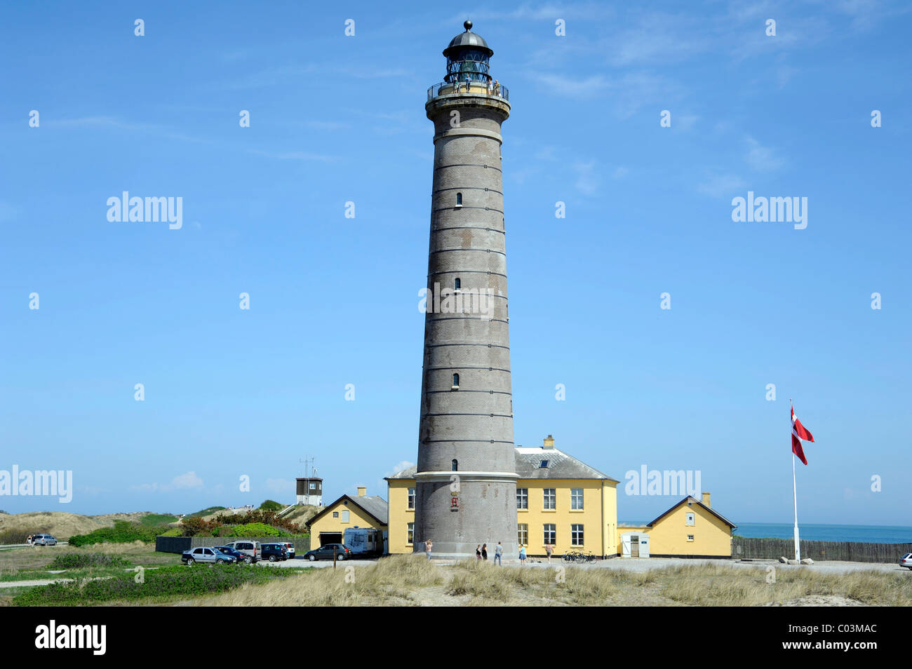 Lighthouse at the northernmost point of Denmark where the North Sea and ...
