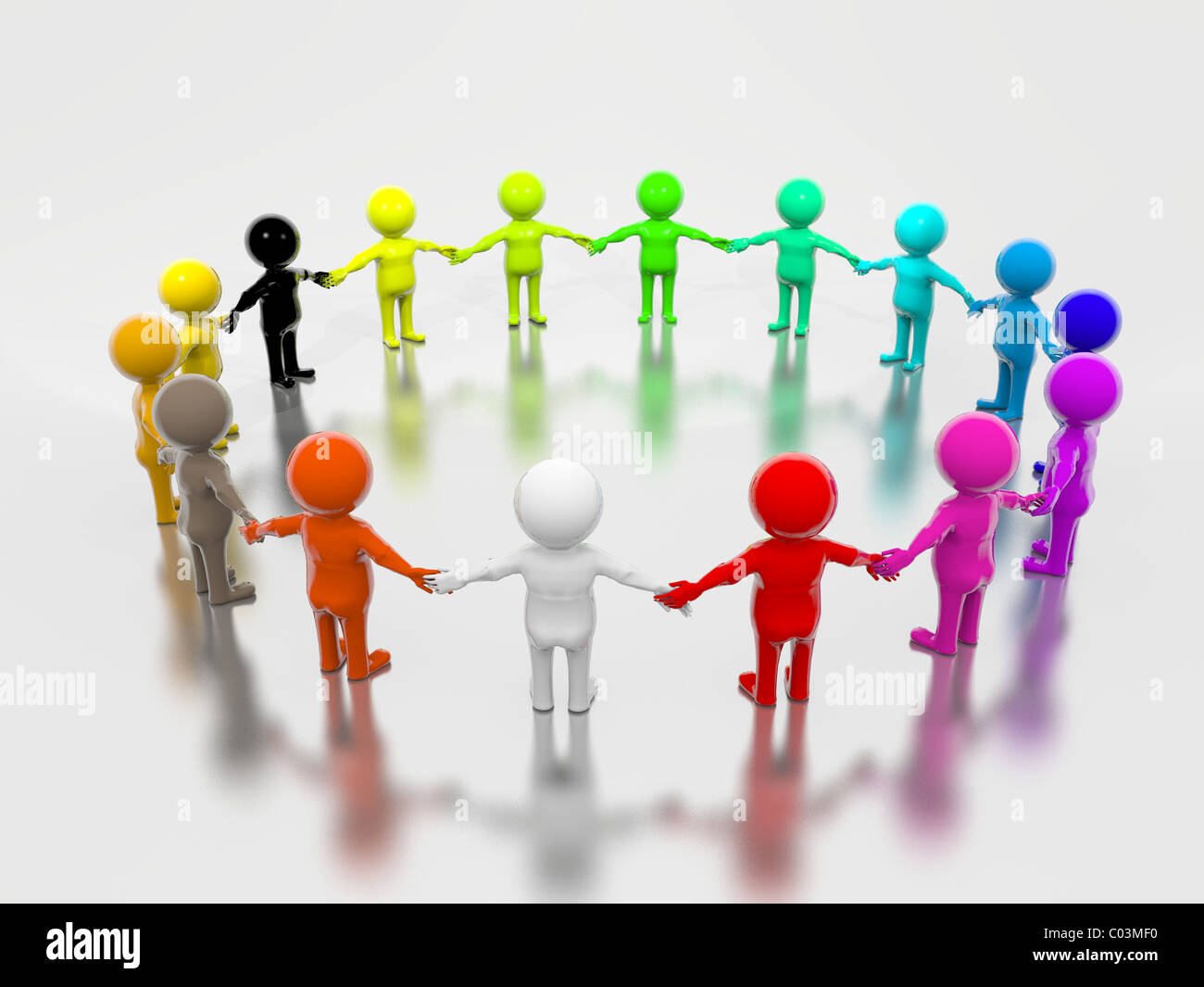 Group of Multicolored Peoples in 3D Stock Photo - Alamy