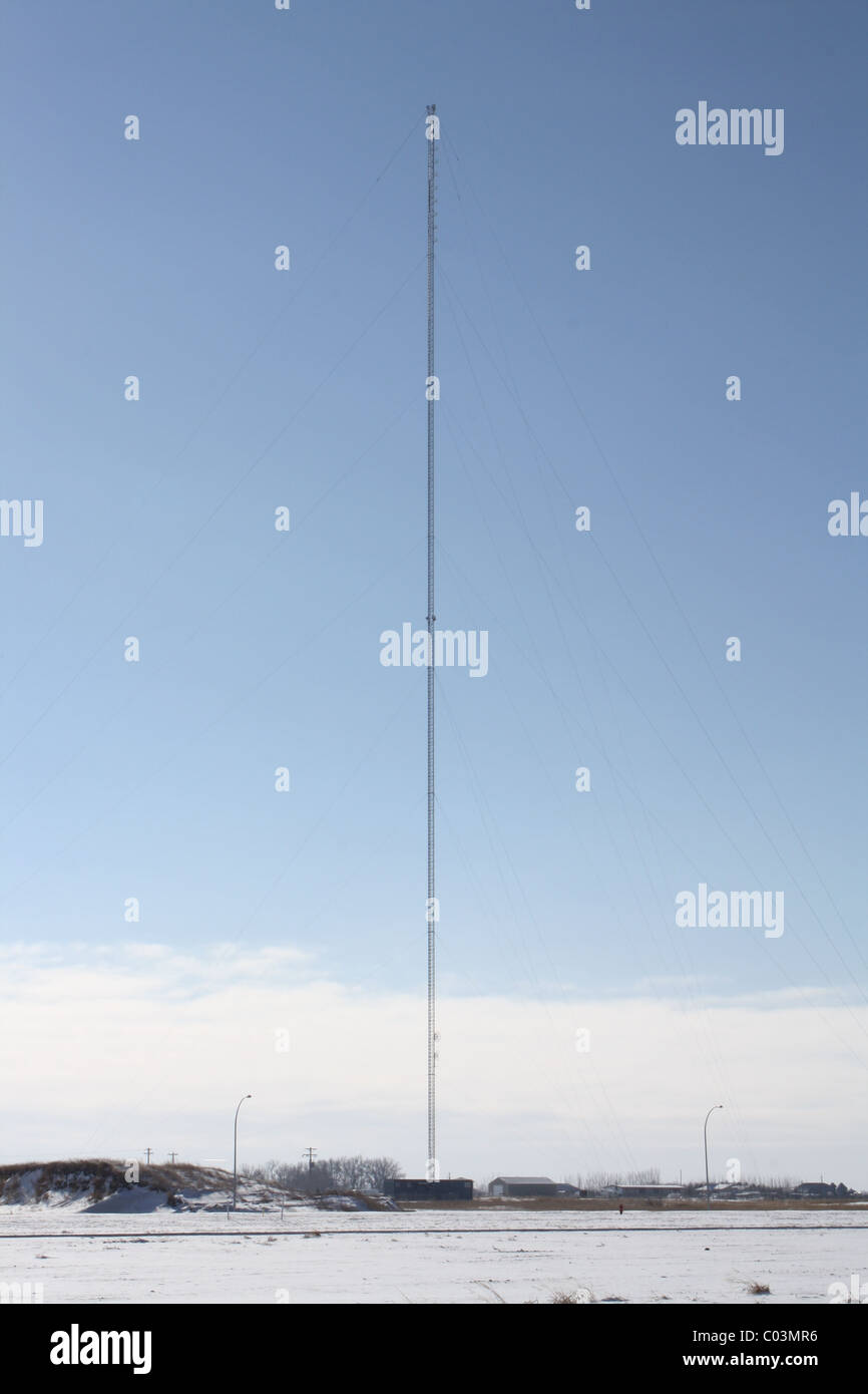 Radio transmitter site tower in winter Stock Photo - Alamy