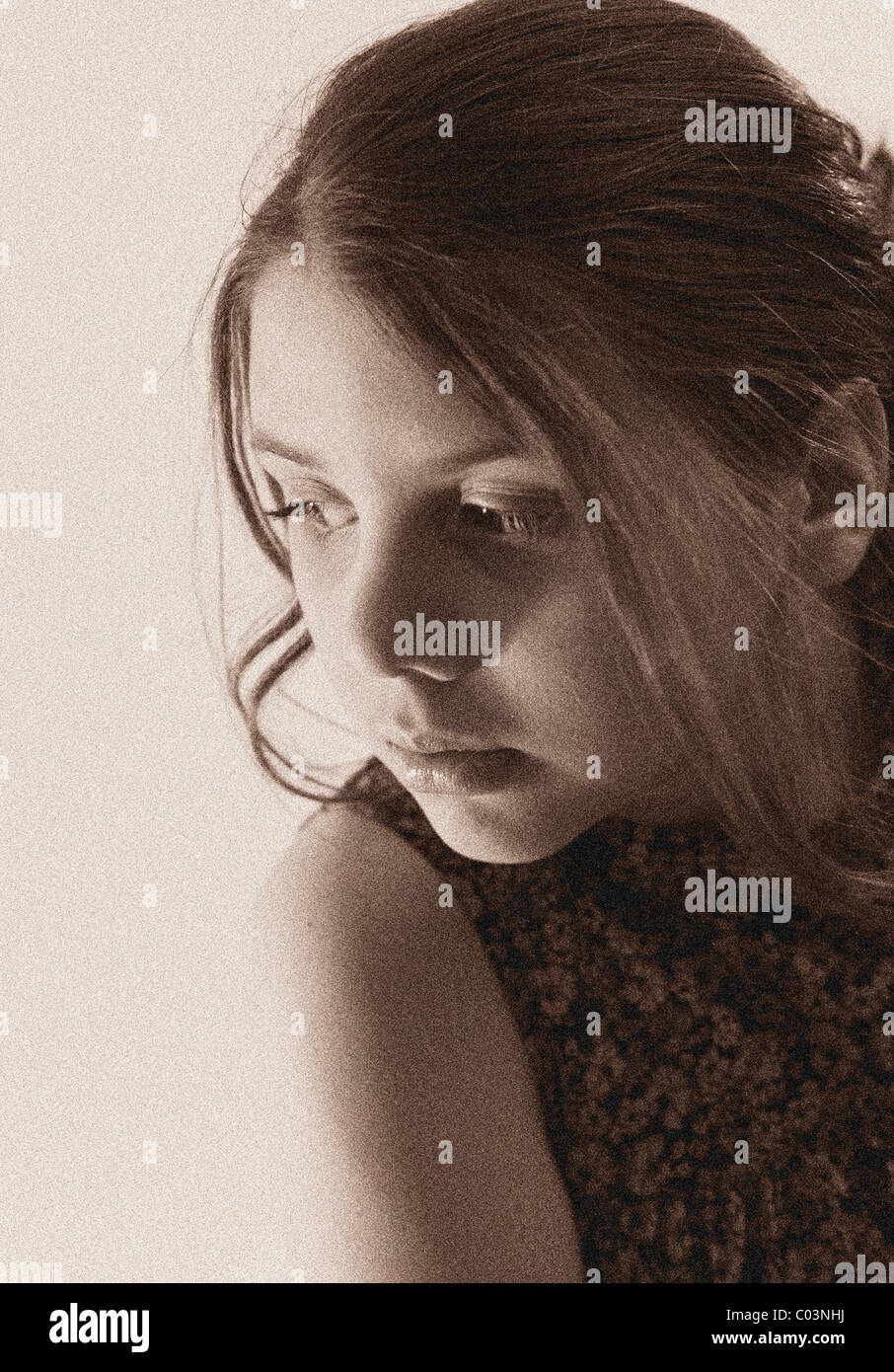 Girl moody black and white shot Stock Photo - Alamy