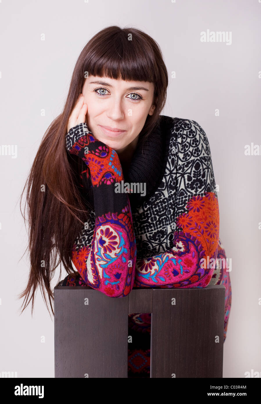 young beautiful friendly woman smiling over a neutral background Stock ...