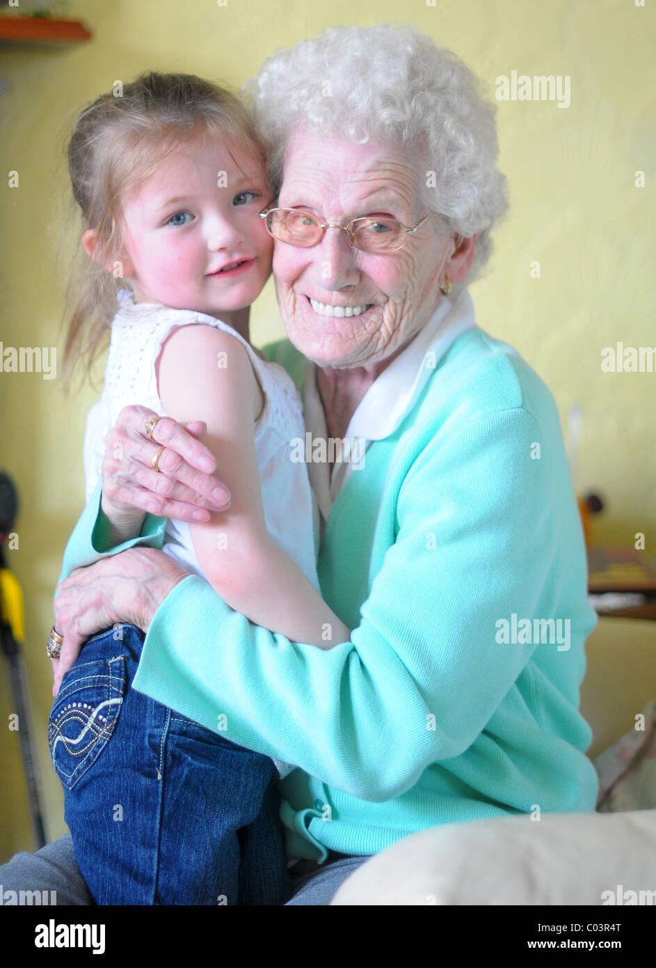 Family day with grandma Stock Photo - Alamy
