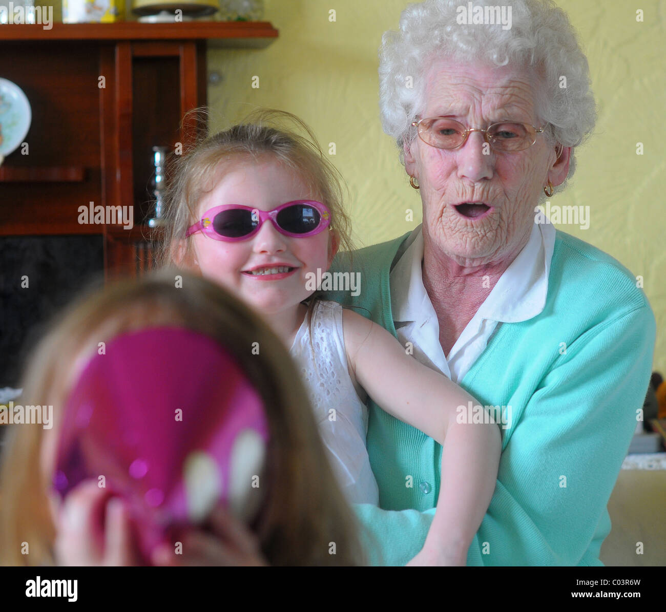 Family day with Grandma Stock Photo - Alamy