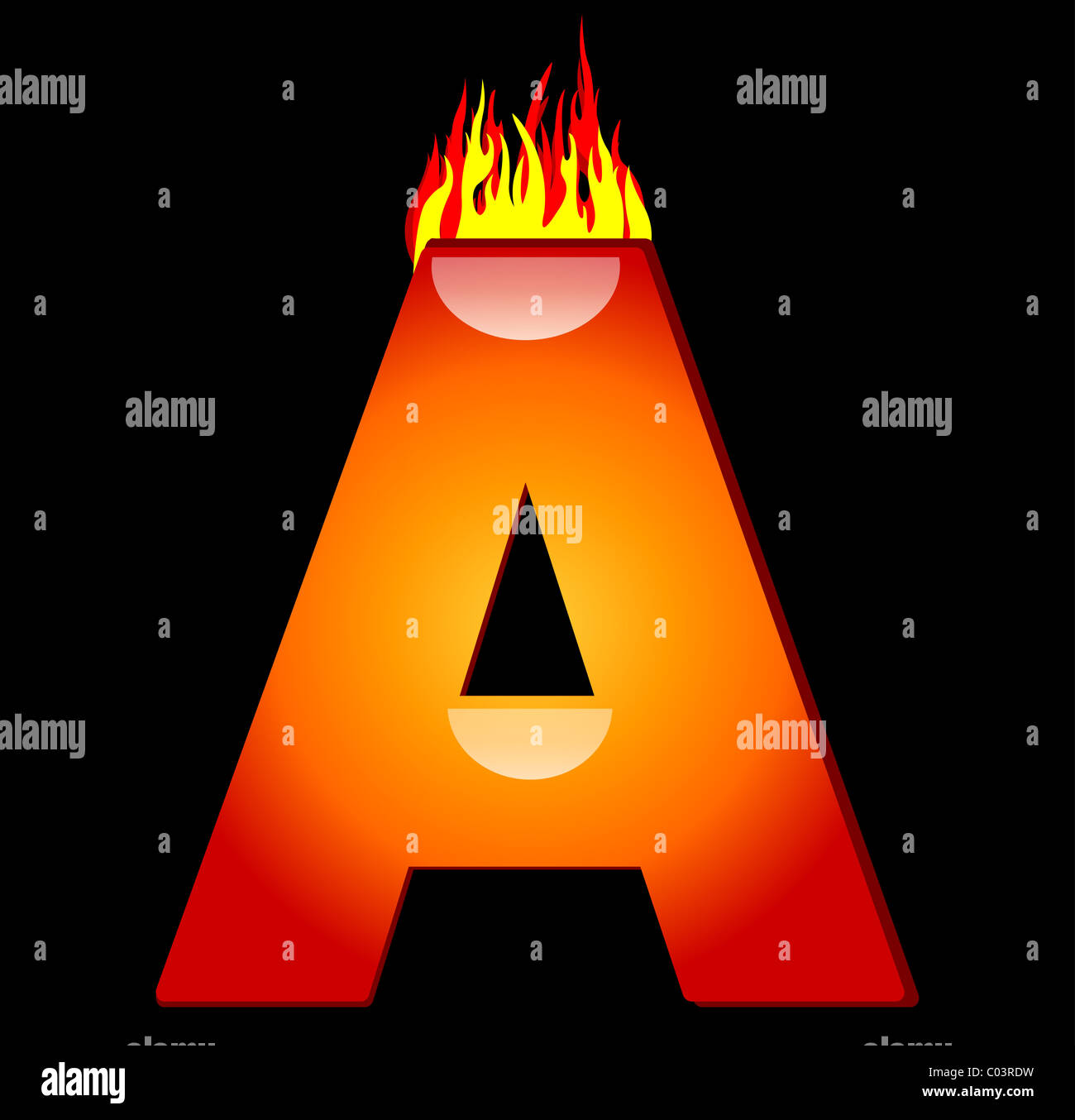 Letter on Fire Stock Photo - Alamy