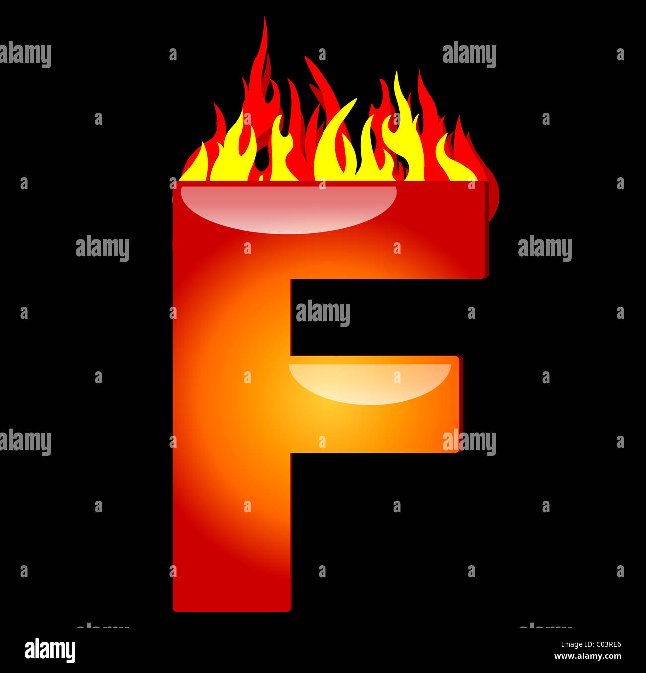 Letter on Fire Stock Photo - Alamy