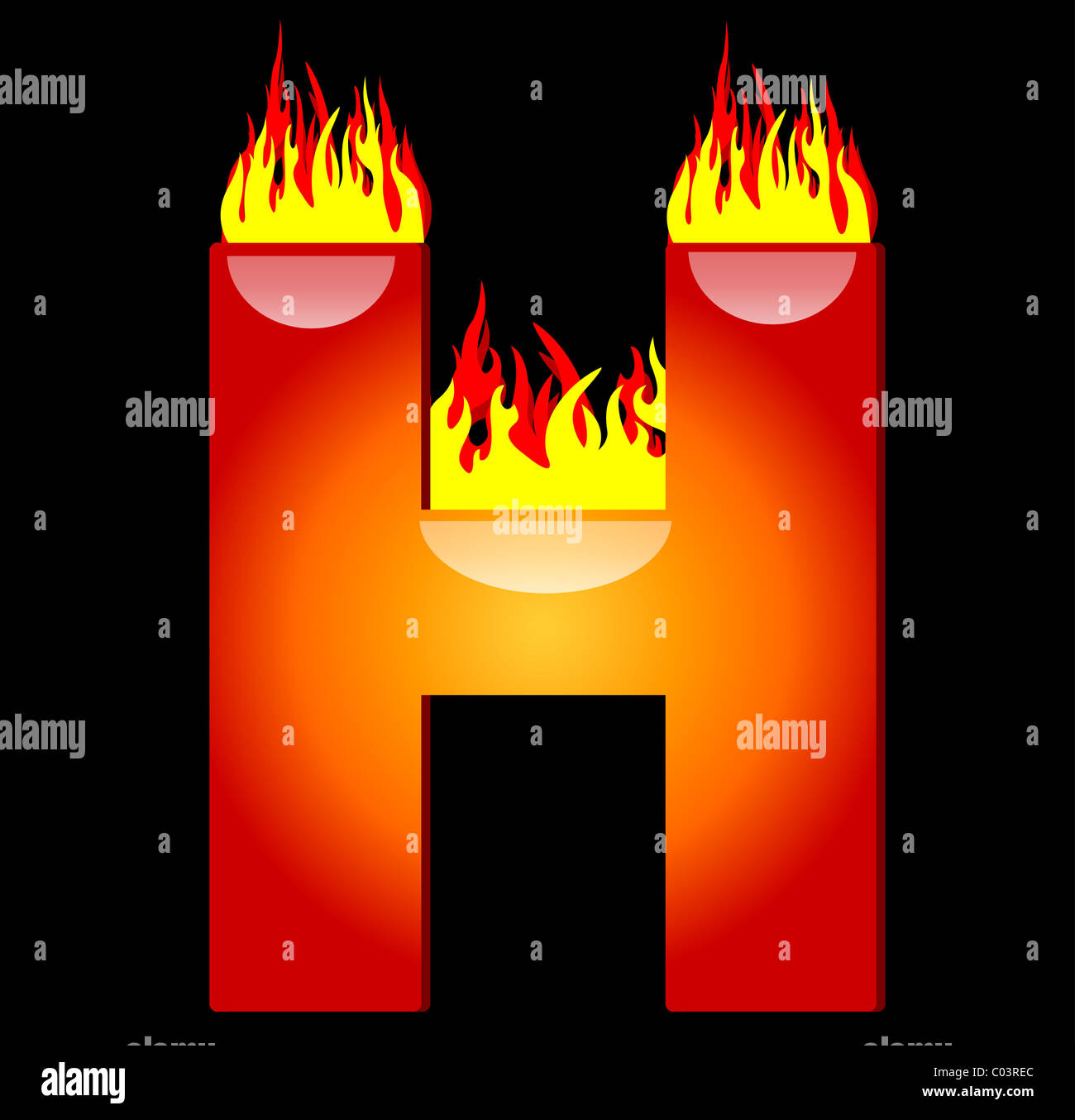 Letter on Fire Stock Photo - Alamy