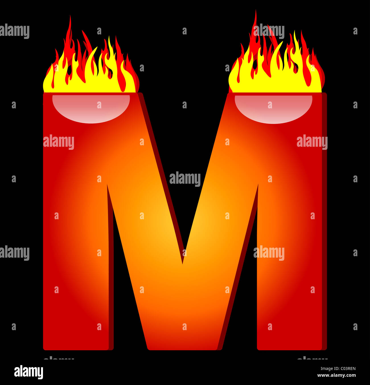 Letter on Fire Stock Photo - Alamy