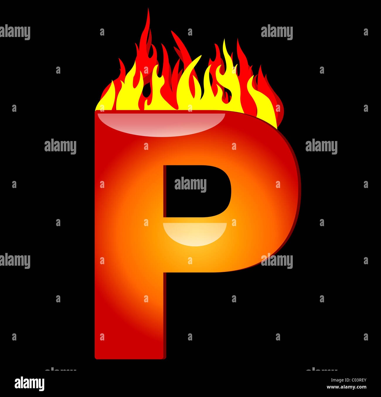 Letter on Fire Stock Photo - Alamy